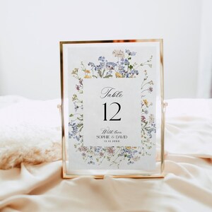 Wildflower Table Number Sign Template, Editable Floral Custom Sign ...
