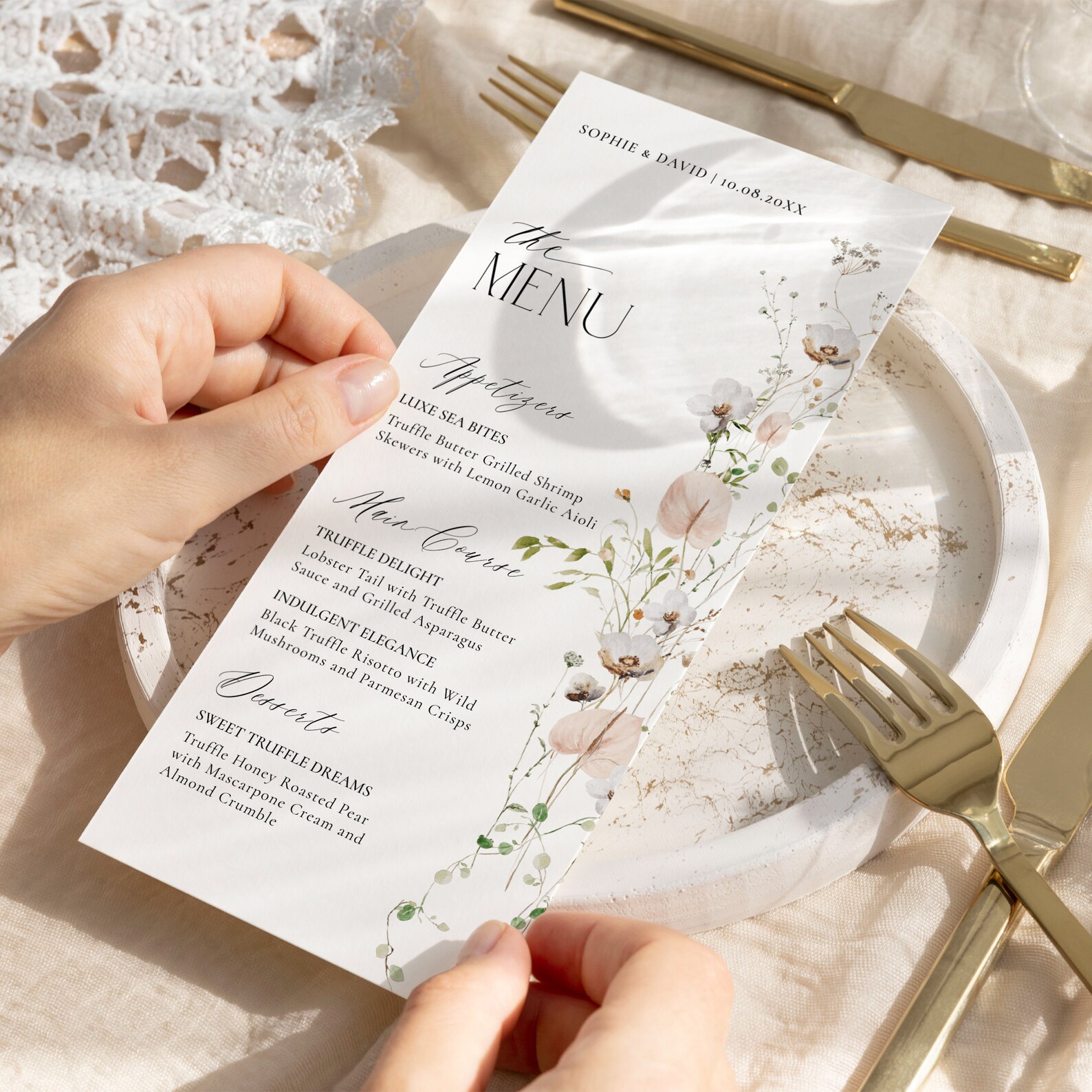 Wildflower Menu Template: Editable Floral Place Card (digital Download ...