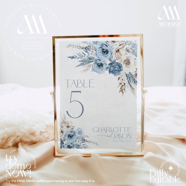 Blue Table Number - Etsy