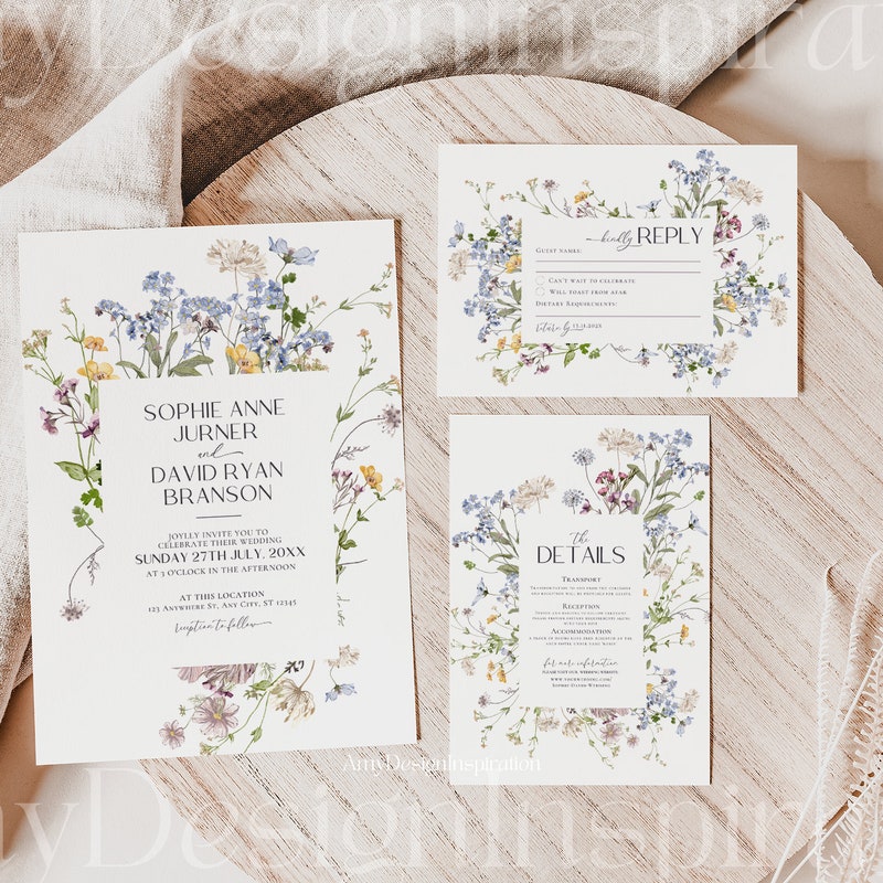 Wildflower Wedding Invitation - Etsy