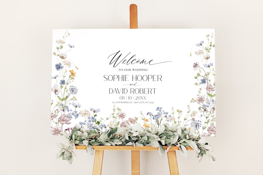 Wildflower Wedding Welcome Sign, Whimsical Garden Welcome Sign ...
