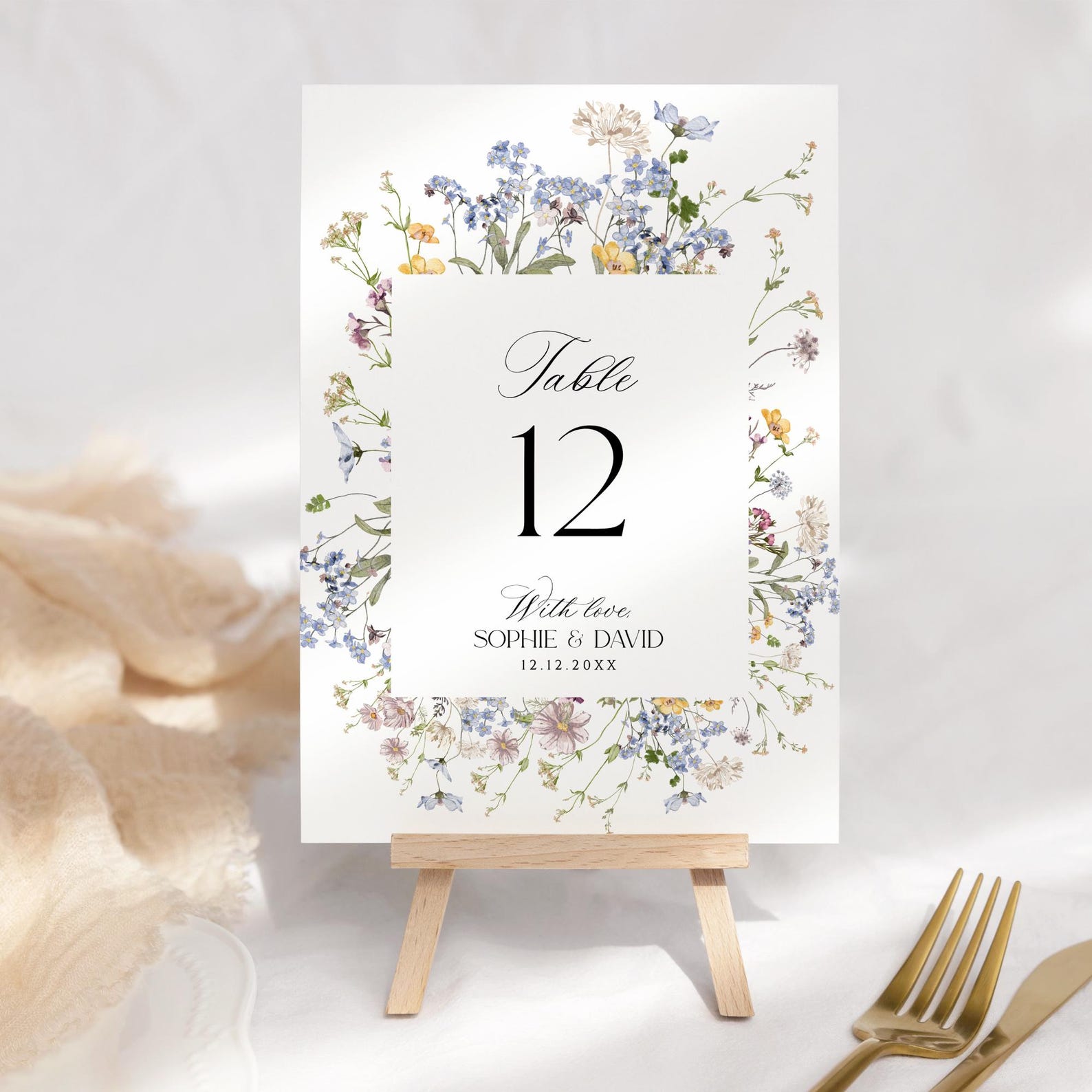 Wildflower Table Number Sign Template: Editable Floral Printable ...