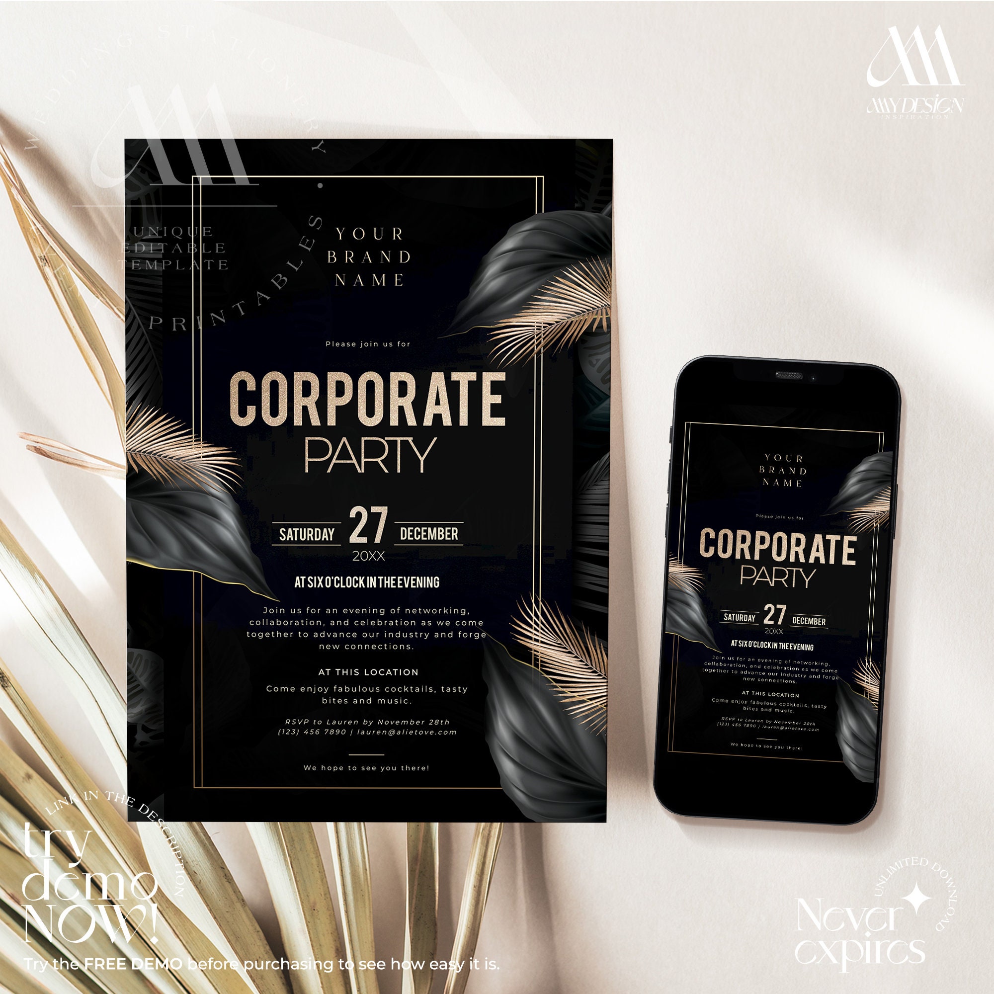 Corporate Party Invitation Template Editable Dinner Party - Etsy