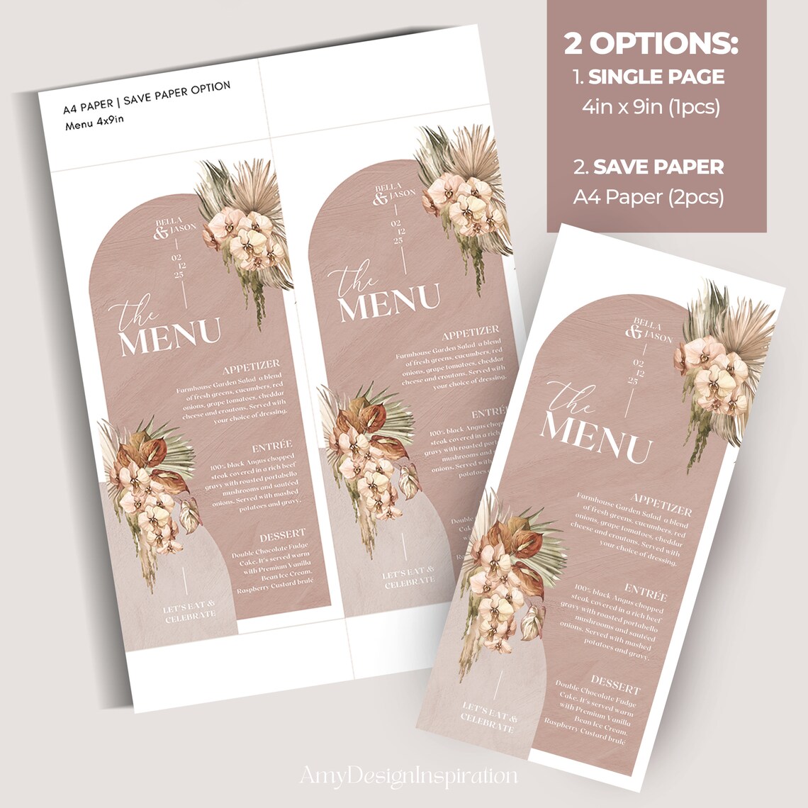 Modern Arched Boho Menu Boho Wedding Menu Template Desert - Etsy