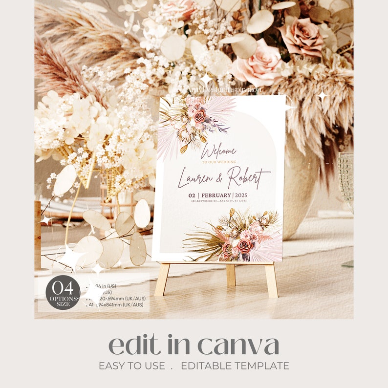 Printable Pink Boho Wedding Welcome Sign Boho Floral Welcome - Etsy