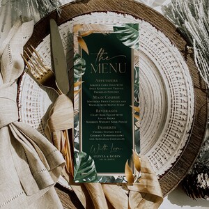 Greenery Menu Template, Emerald Menu Wedding Printable Template ...