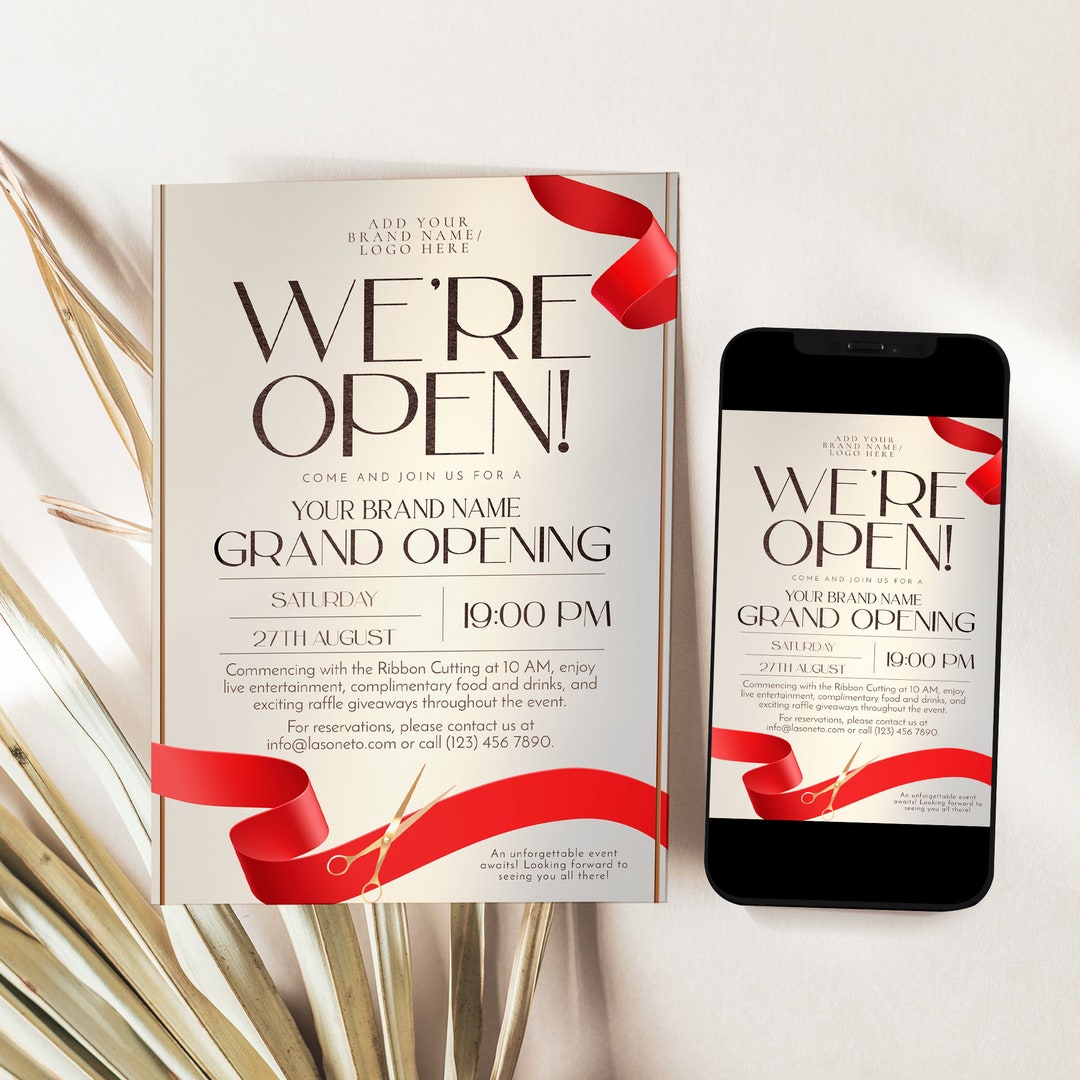 Gold Grand Opening Invitation Editable Template, Business Invitation ...