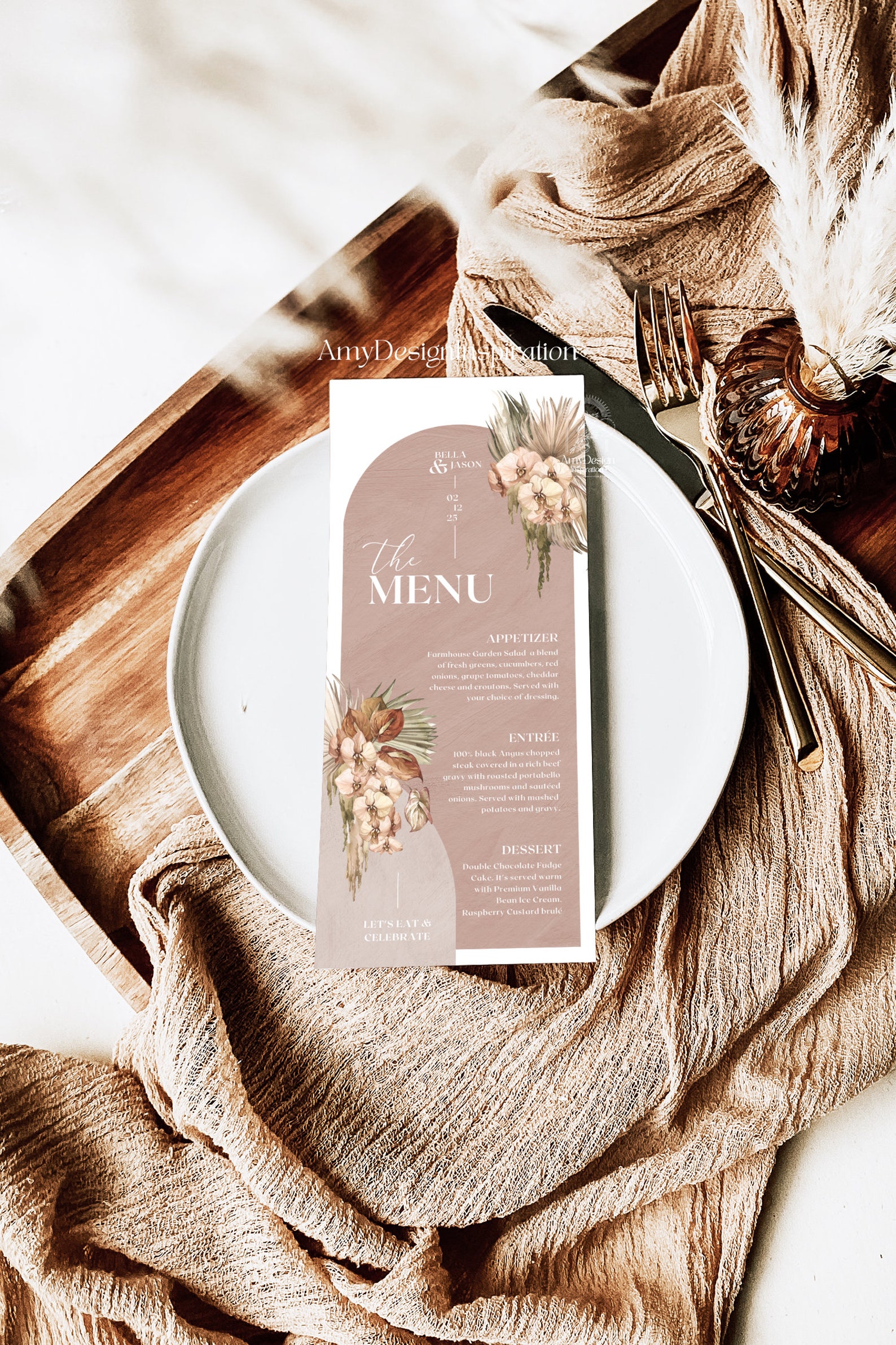 Modern Arched Boho Menu Boho Wedding Menu Template Desert - Etsy