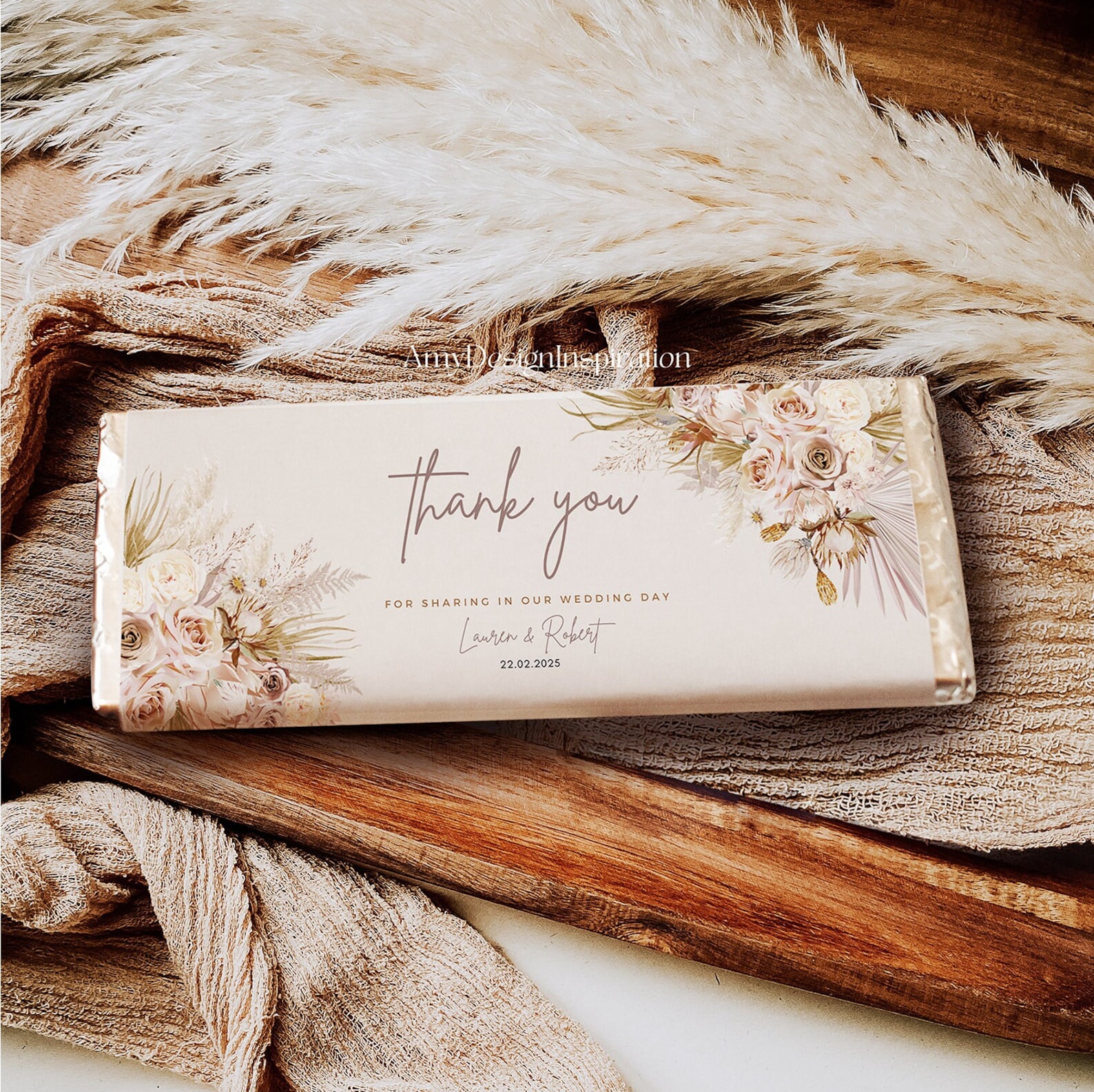 Boho Chocolate Bar Wrapper Template Candy Bar Favor Label - Etsy