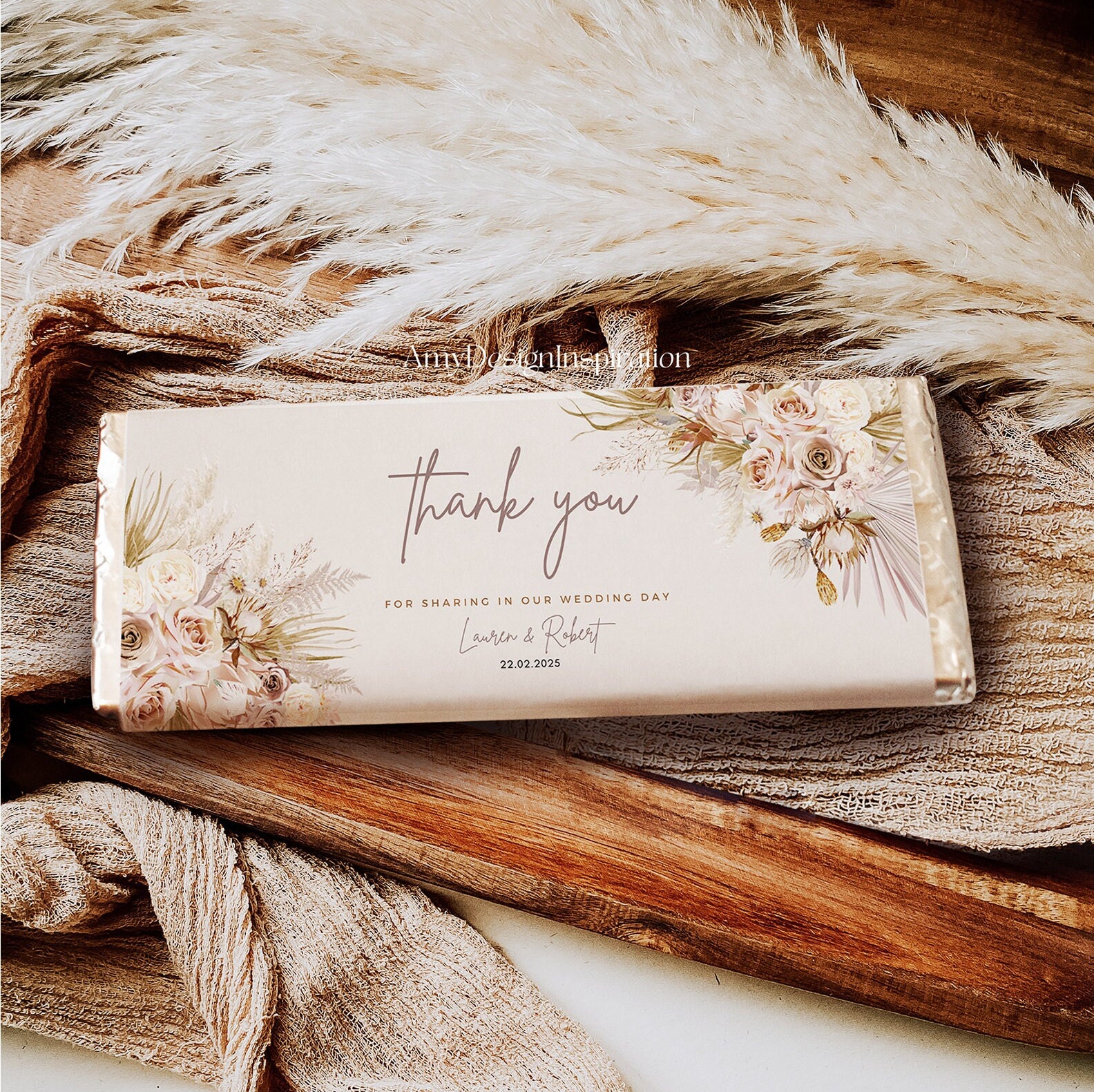 Boho Wedding Chocolate Bar Wrapper Template (digital Download) - Etsy