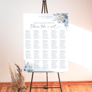 Boho Blue Seating Chart, Find Your Seat Sign Template, Blue Wedding ...