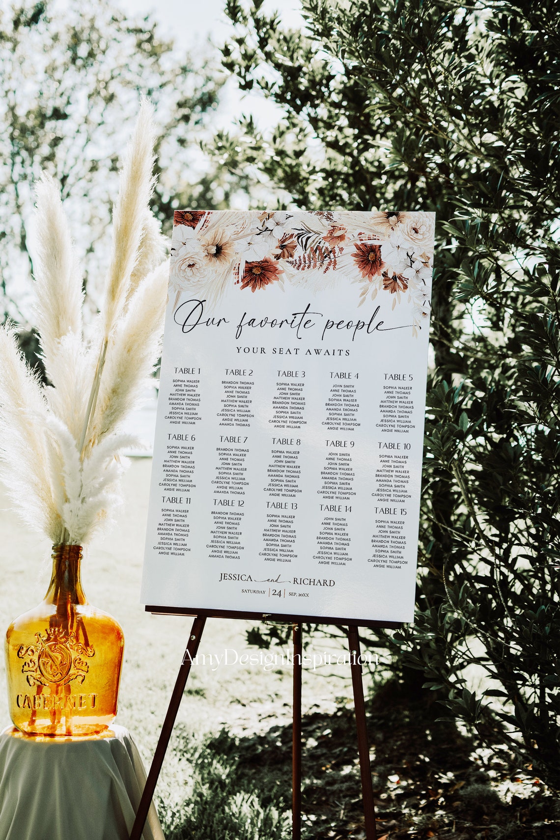 Boho Seating Chart Wedding Template Table Seating Chart Take - Etsy