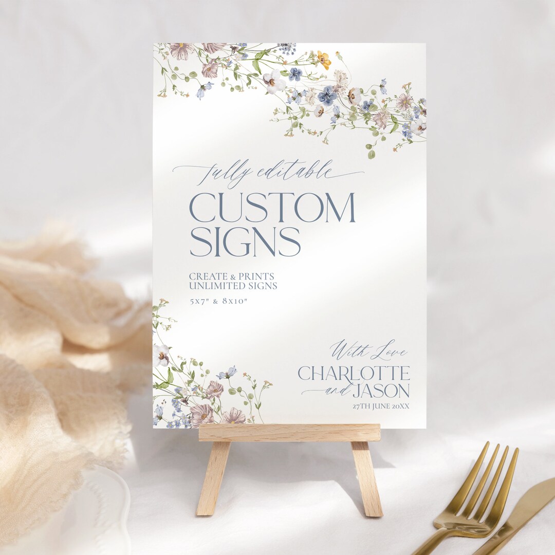 Wildflower Wedding Table Signs Template, Printable Signs, Wildflower ...