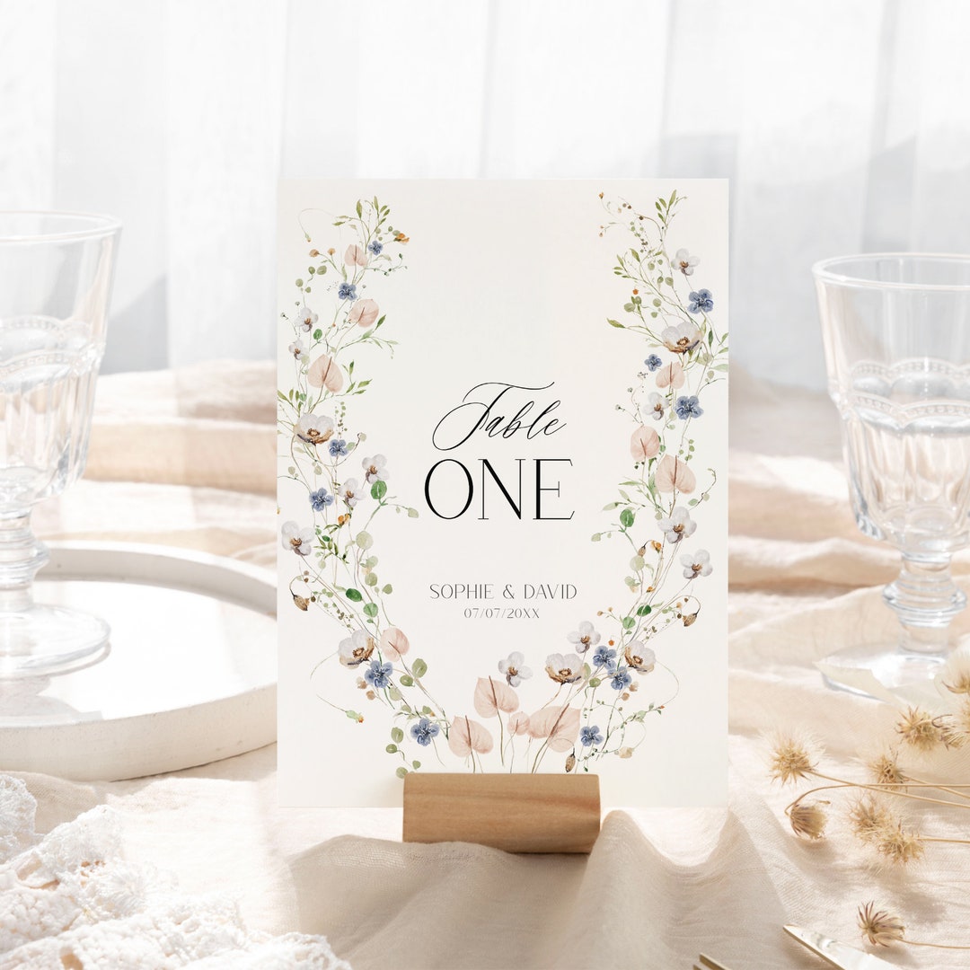 Wildflower Table Number Sign Template: Editable Botanical Design ...