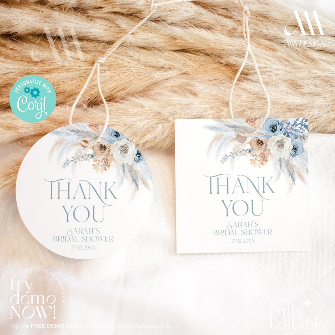 Personalized Something Blue Favor Tag Template - Printable Gift Tags in ...