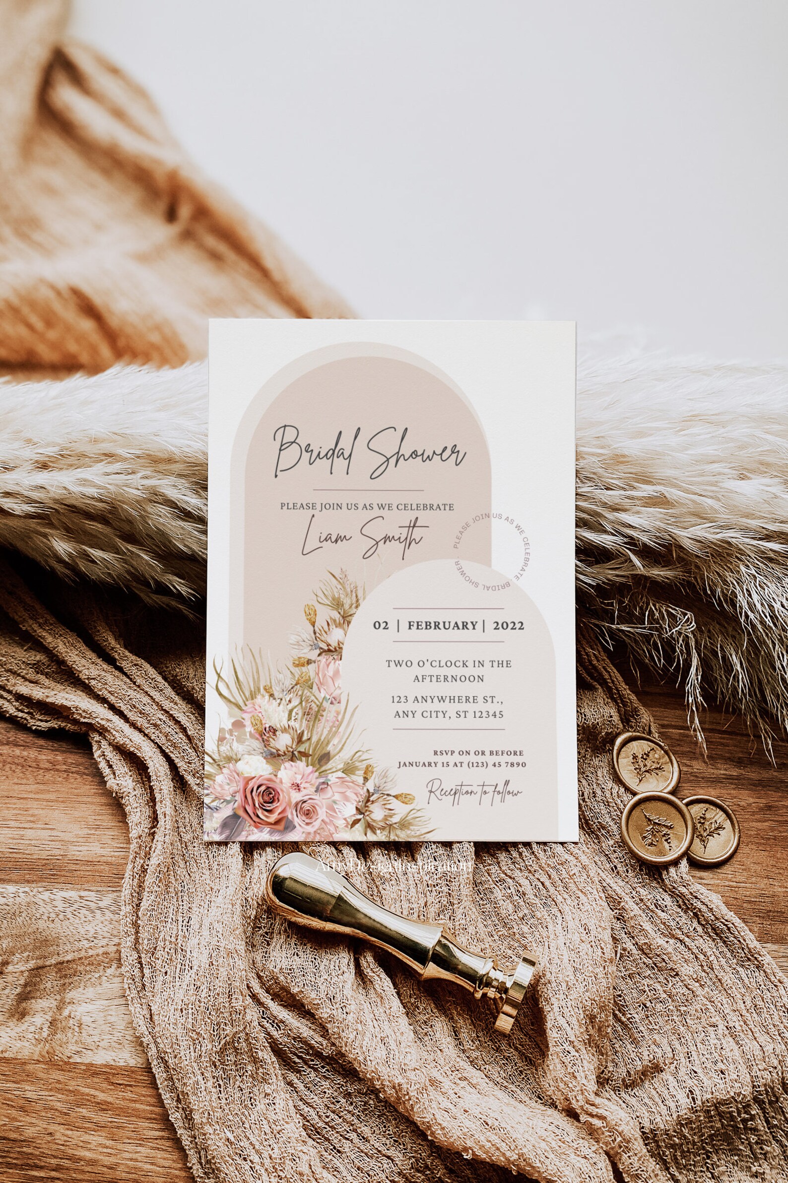 Boho Bridal Shower Invitation Bohemian Floral Bridal Shower - Etsy