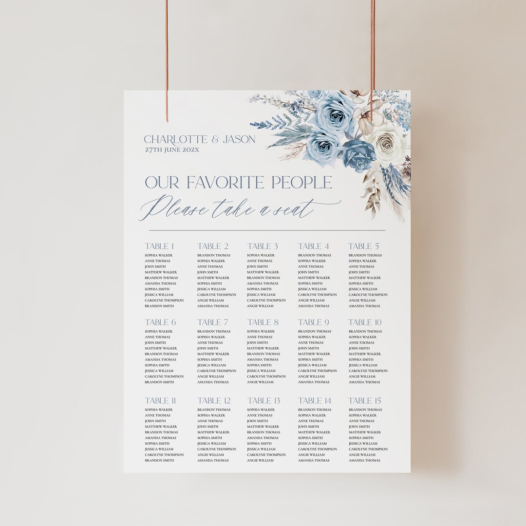 Boho Seating Chart, Bohemian Wedding Seating Chart Template Printable ...