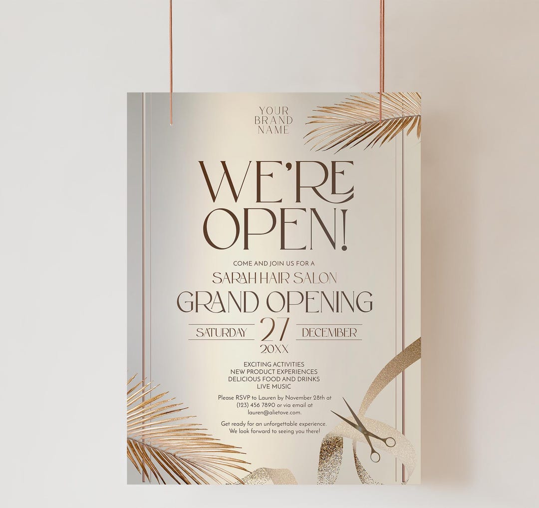 Editable Grand Opening Sign Template, Printable Launch Party Poster ...