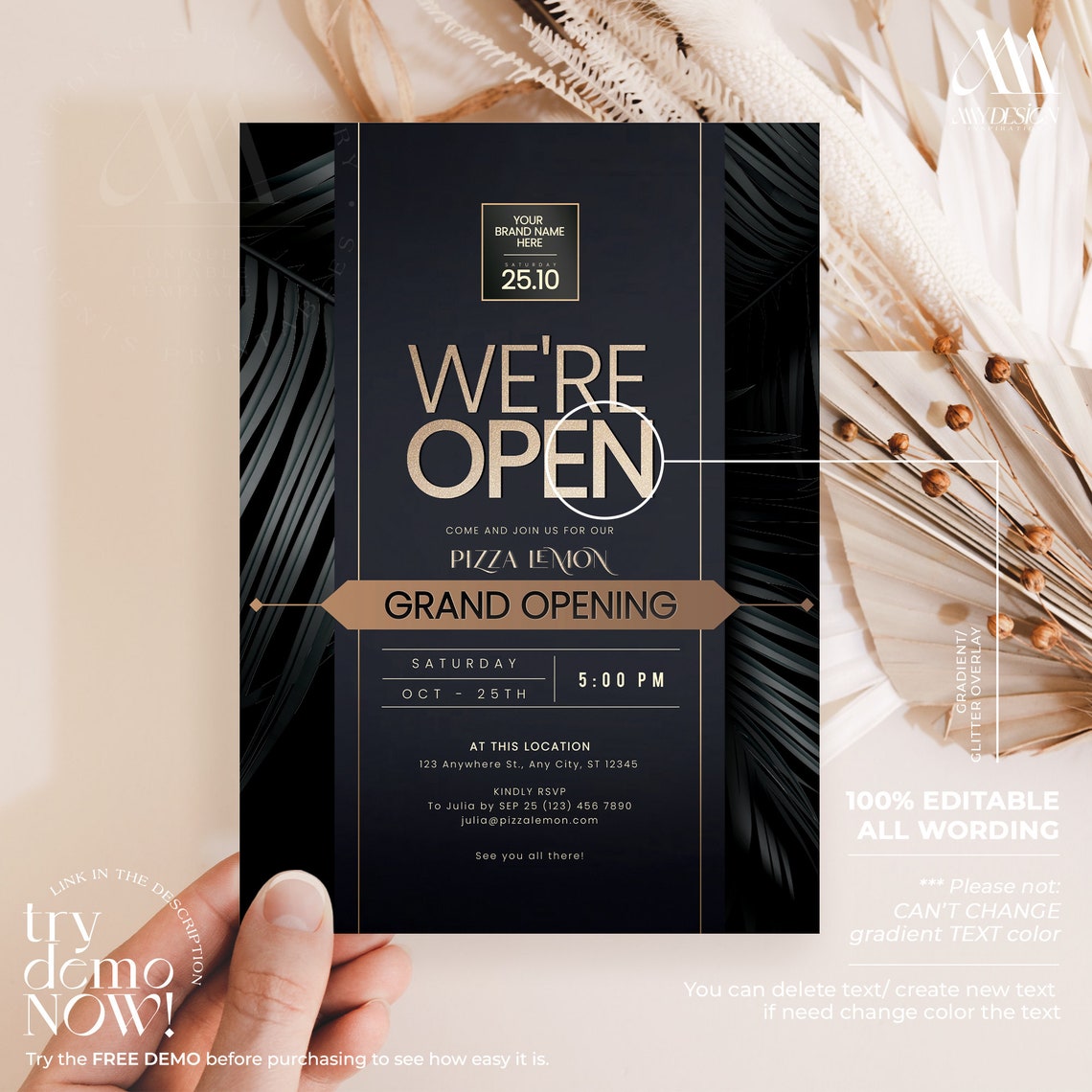 We're Open Grand Opening Invitation Editable Template - Etsy