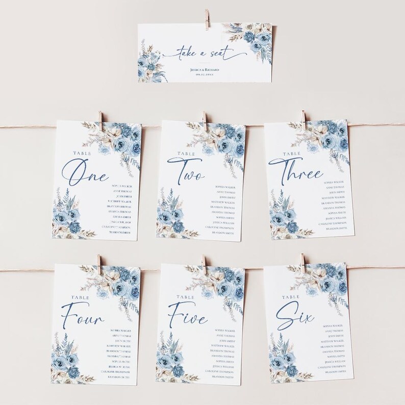 Boho Dusty Blue Wedding Signage Template Bundle (digital Download) D018 ...