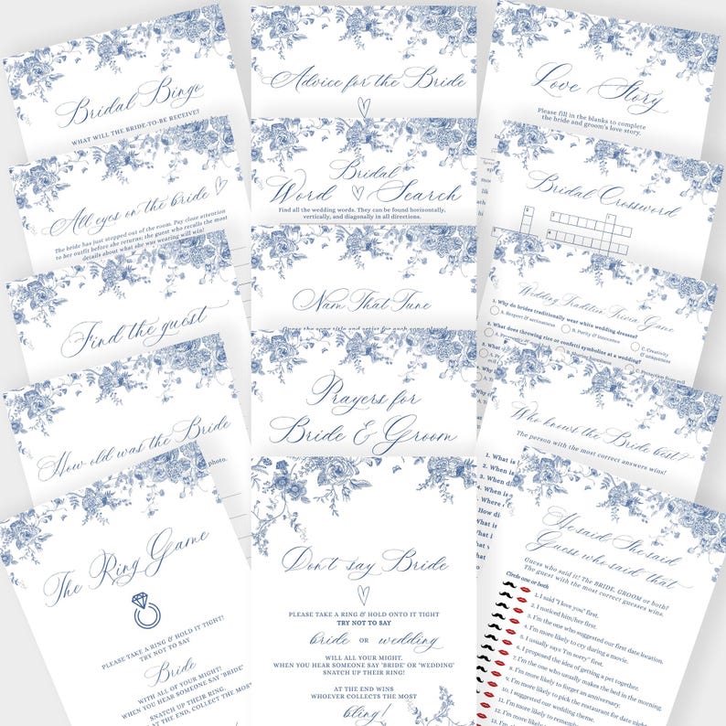 Something Blue Bridal Shower Games Bundle: 50 Printable Games (digital ...