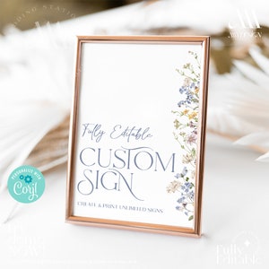 Wildflower Custom Table Sign Template, Printable Signs, Wedding Table ...