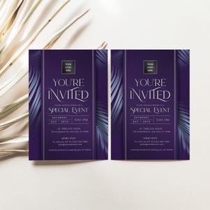 Dark Purple Business Invitation Template: Editable Corporate Dinner ...