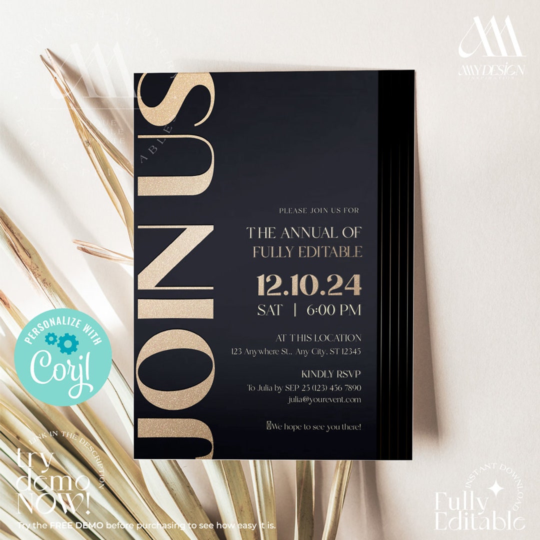 Business Invitation Template, Editable Dinner Party Invitation ...