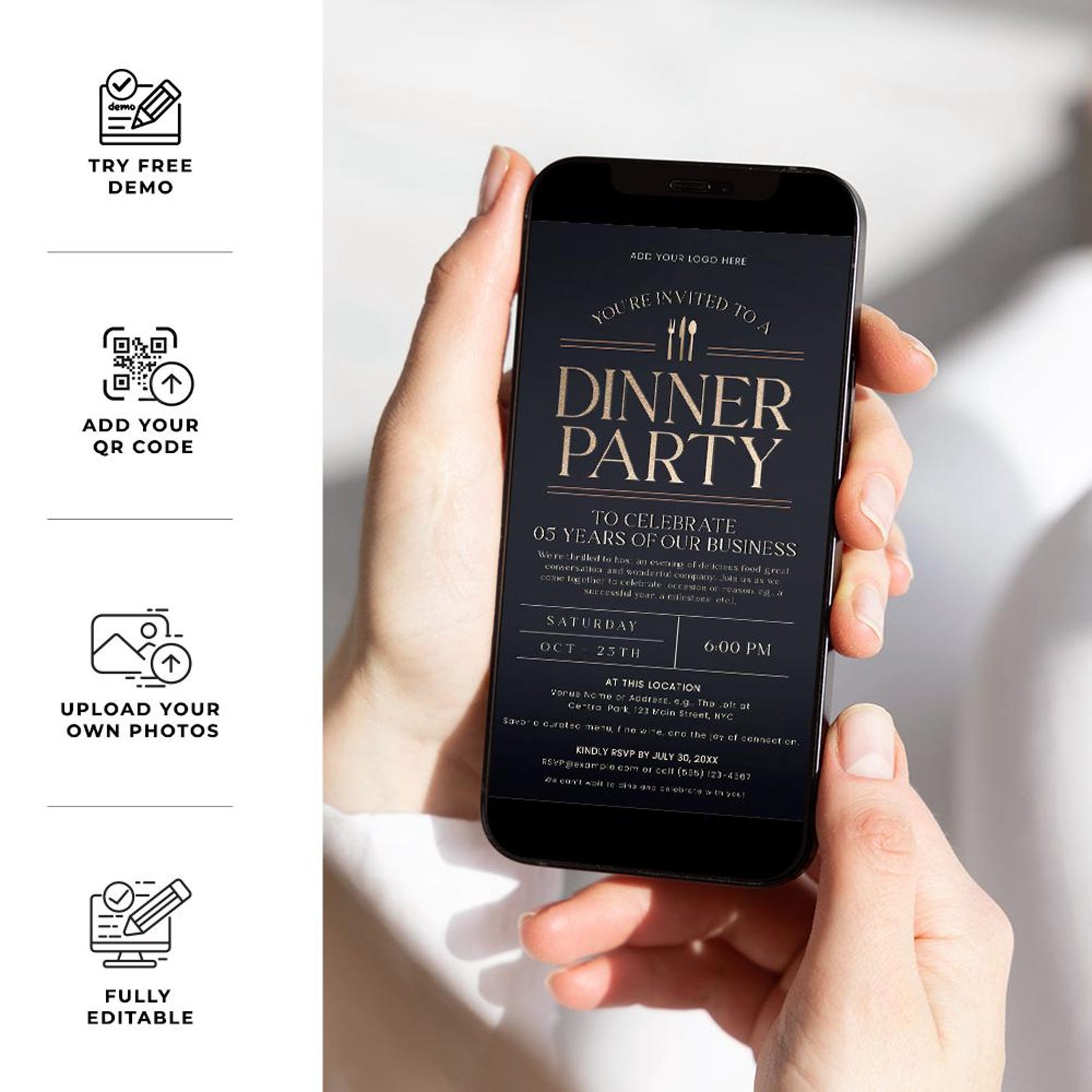 Editable Business Dinner Party Invitation Template (digital Download ...