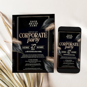 Corporate Party Invitation Template, Editable Dinner Party Invitation ...
