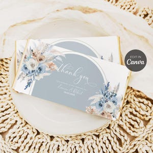 Boho Chocolate Bar Wrapper Template Canva Edit, Candy Bar Favor Label ...