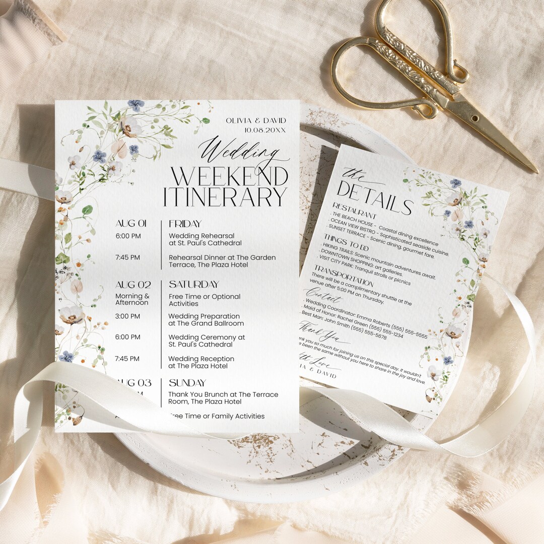 Wedding Itinerary Template, Weekend Itinerary Editable, Wedding ...