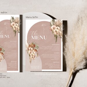 Modern Arched Boho Menu, Boho Wedding Menu Template, Desert Wedding ...