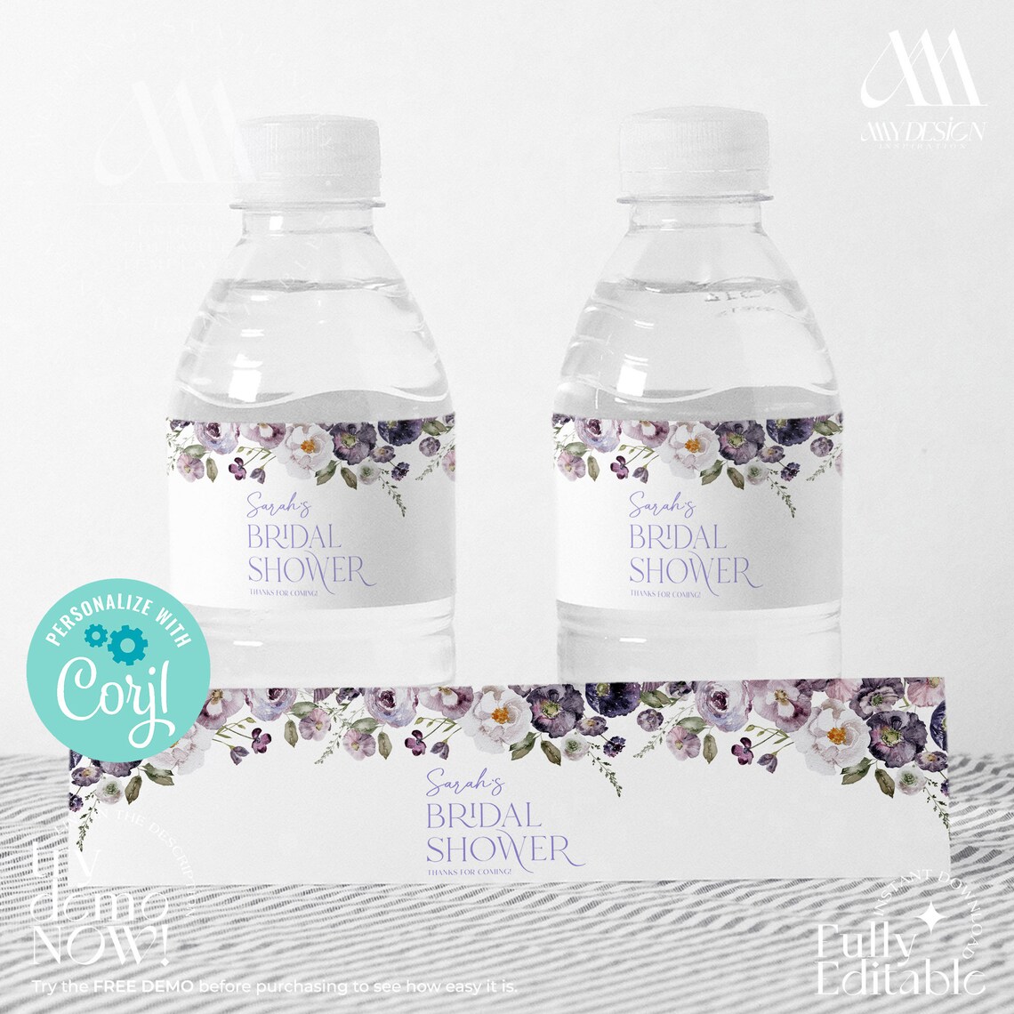 Editable Poppy Floral Water Bottle Label Template Welcome Bag - Etsy