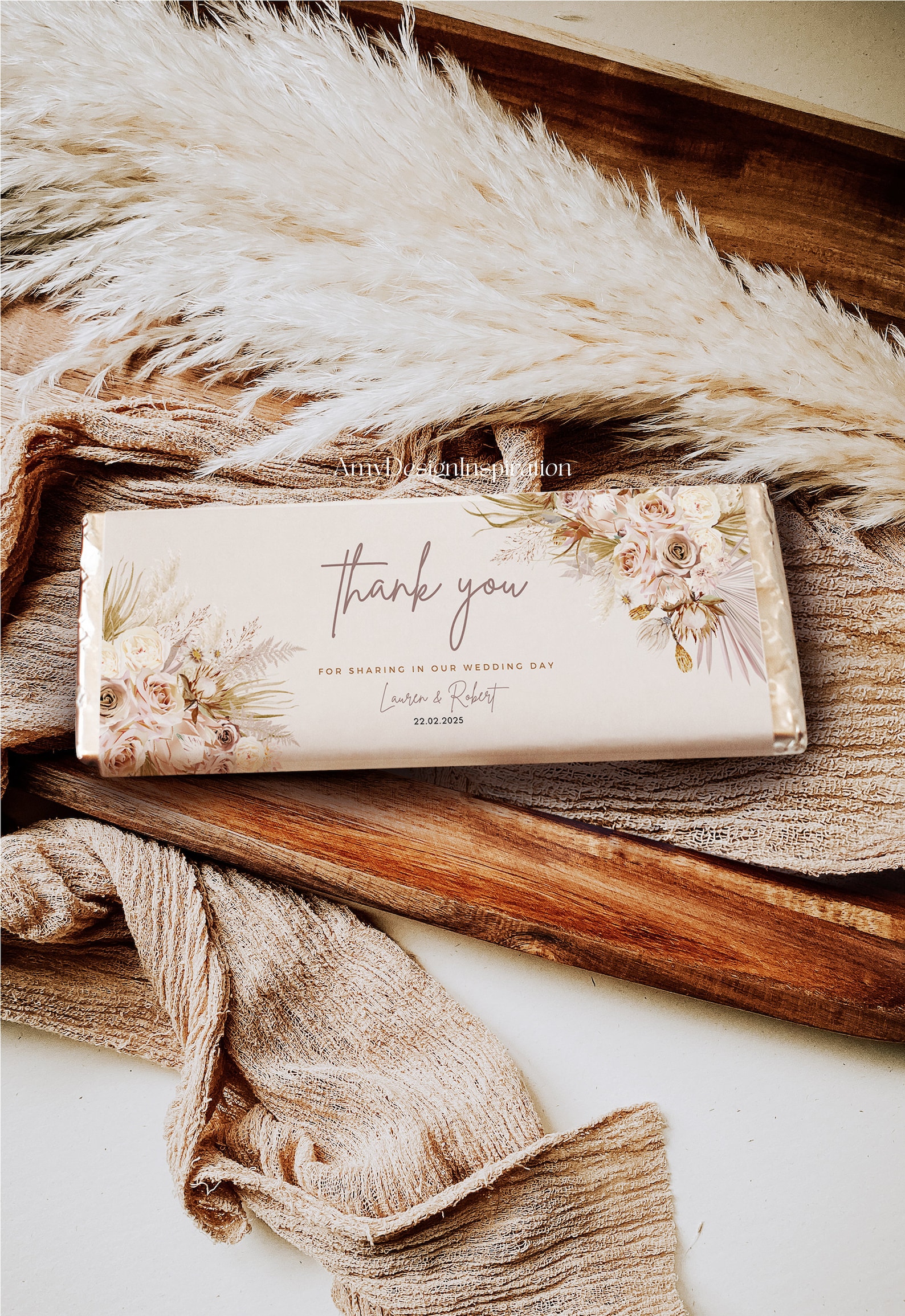 Boho Chocolate Bar Wrapper Template Candy Bar Favor Label - Etsy