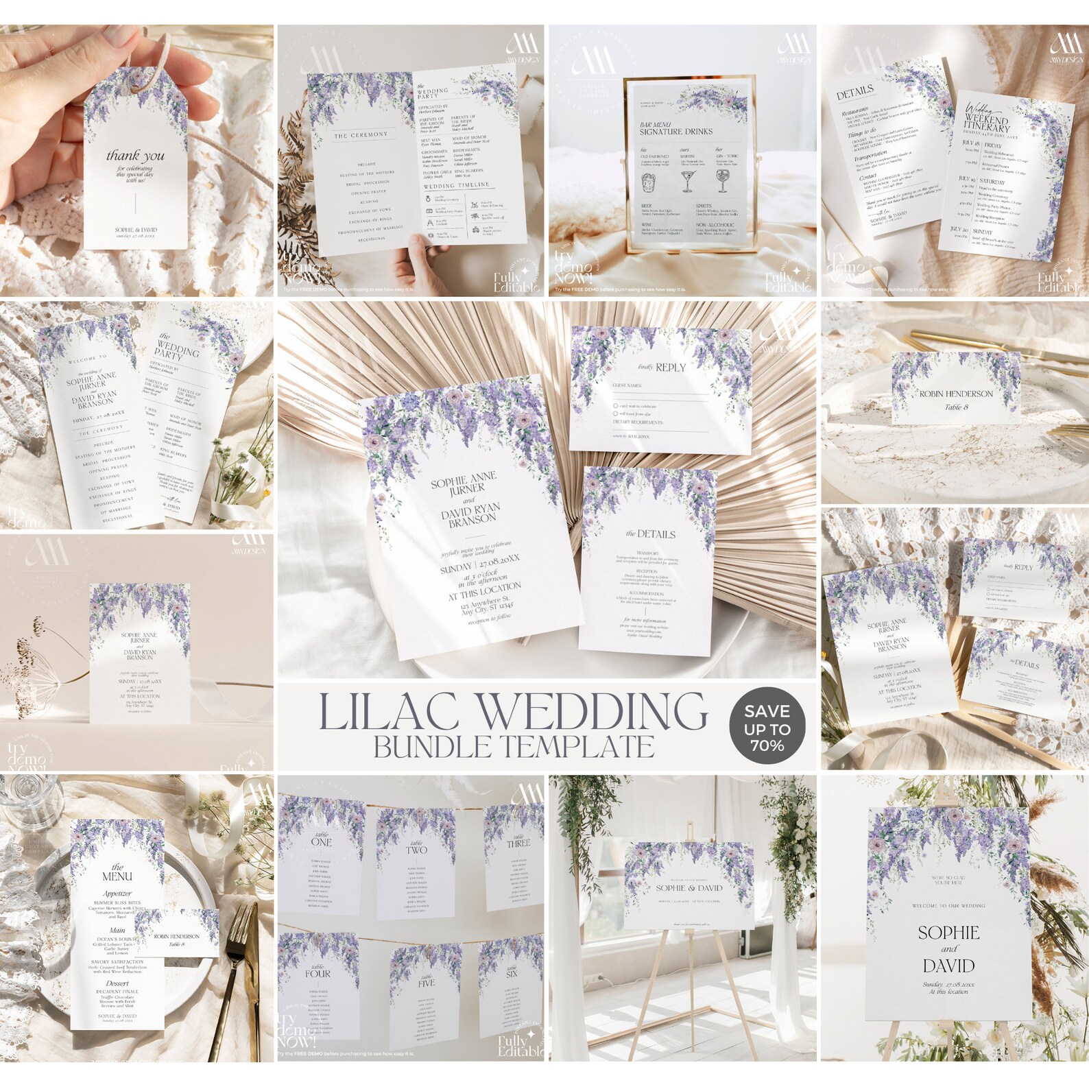 Purple Wisteria Wedding Welcome Sign Template, Welcome to Our Wedding ...