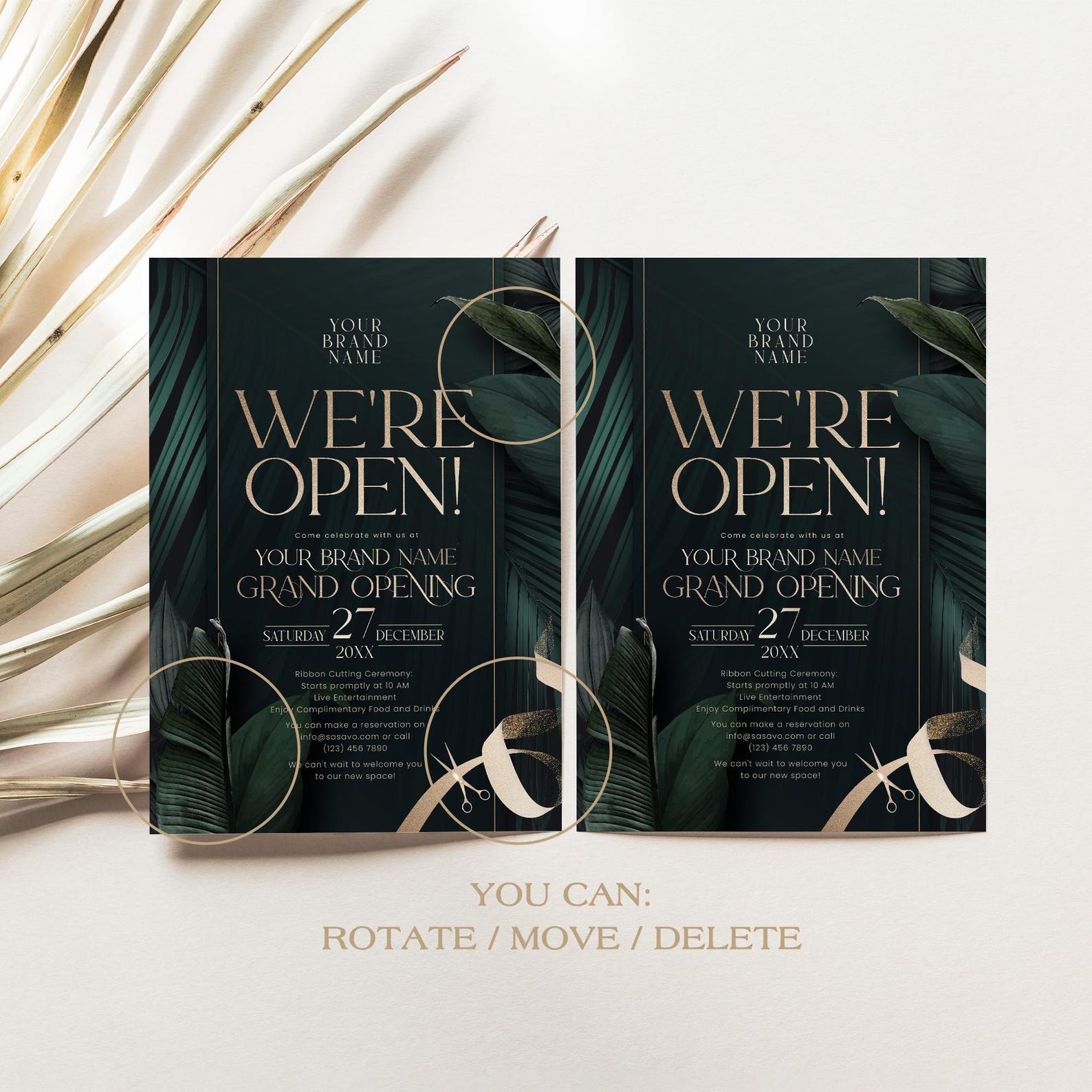 Emerald Greenery Grand Opening Invitation Template (digital Download ...