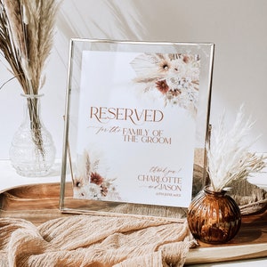 Boho Reserved Sign Template, Bohemian Wedding Reserved Sign, Editable ...