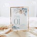 Dusty Blue Boho Floral Table Numbers Printable Table Card - Etsy