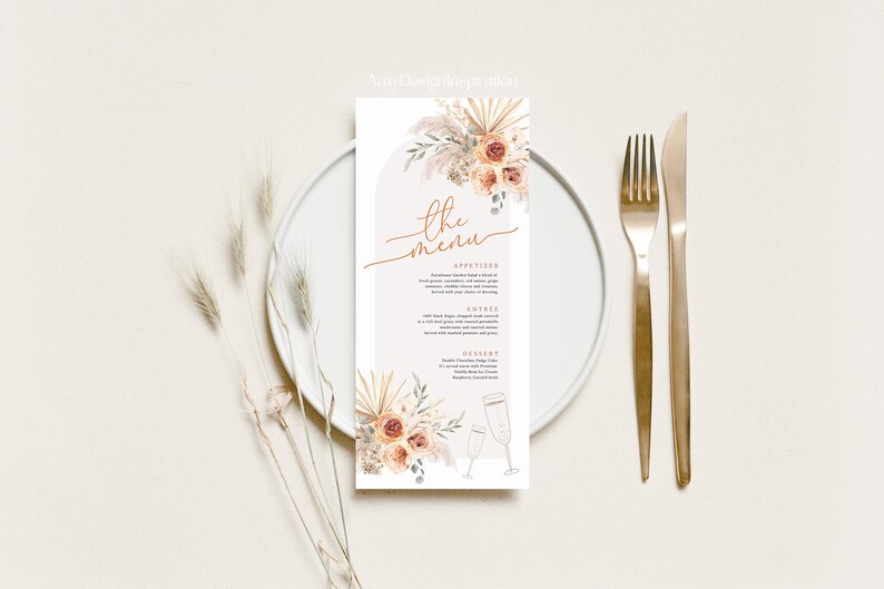 Boho Menu Template Orange Boho Bridal Shower Menu Desert - Etsy