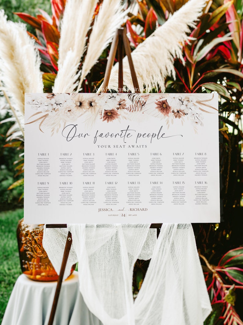 Boho Seating Chart Wedding Template Table Seating Chart Take - Etsy