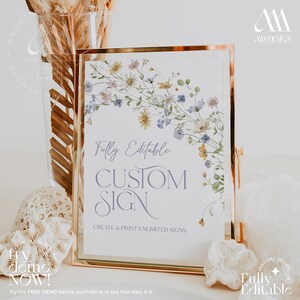 Custom Party Sign Template, Gift Table Sign, Printable Signs, Wedding ...