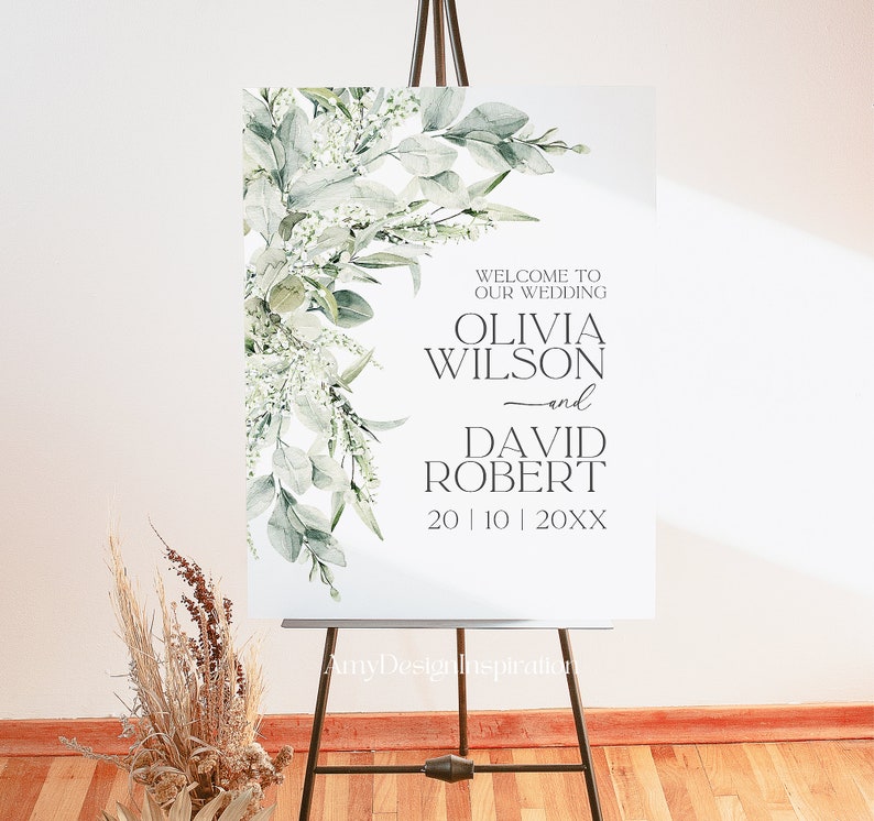 Sage Green Wedding Welcome Sign Printable Greenery Welcome - Etsy