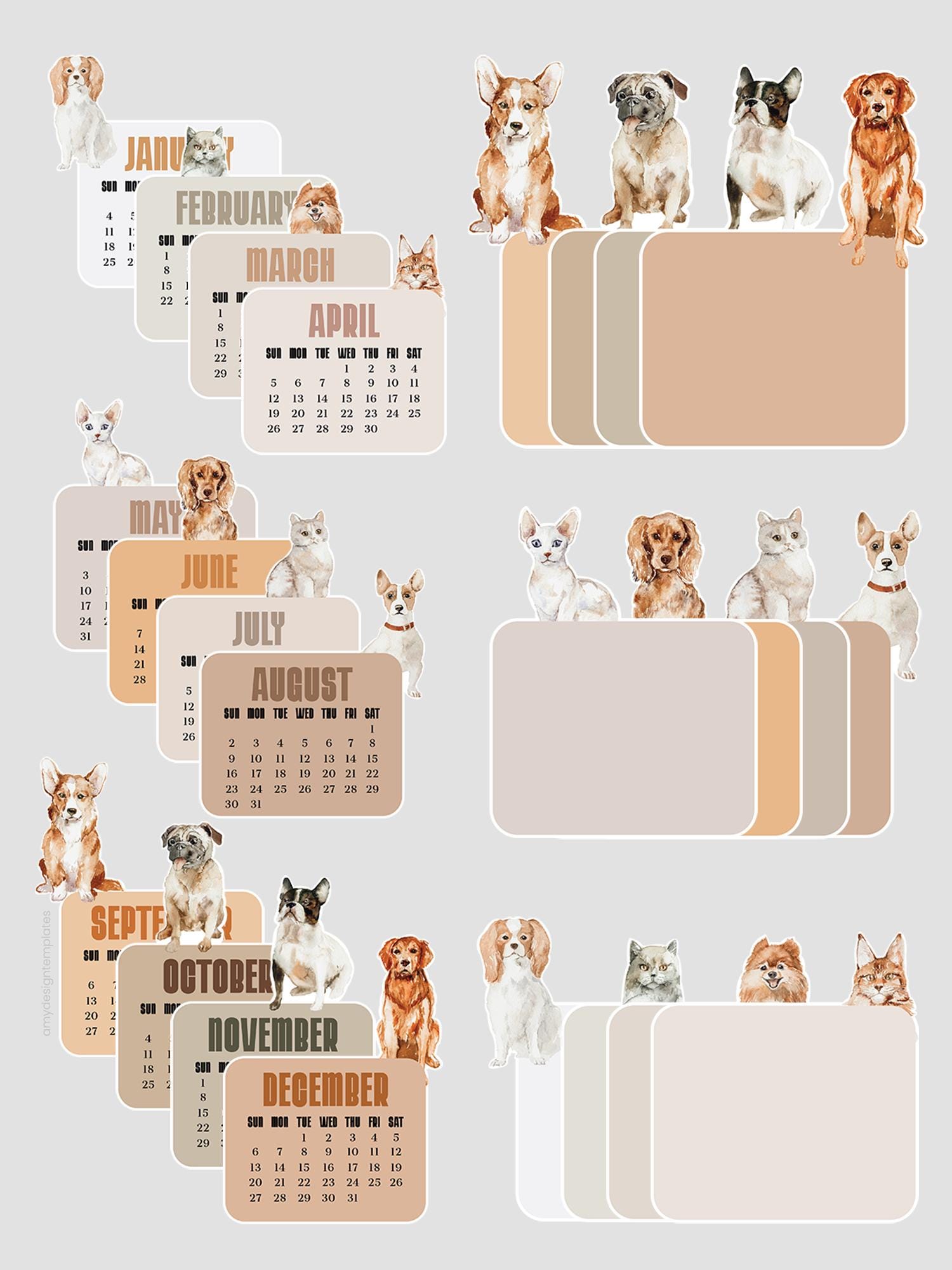 2026 Animal Calendar Printable - Cute Dog and Cat Monthly Planner ...