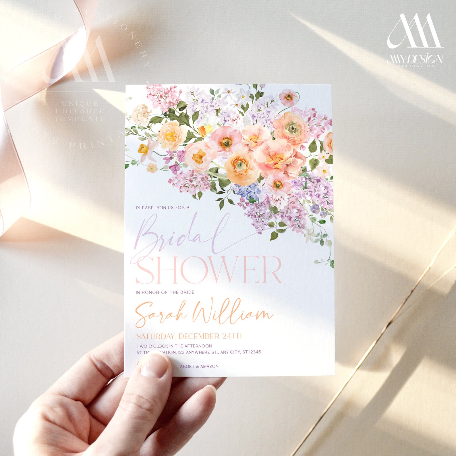 Floral Bridal Shower Invitation: Spring Garden Brunch (digital Download ...