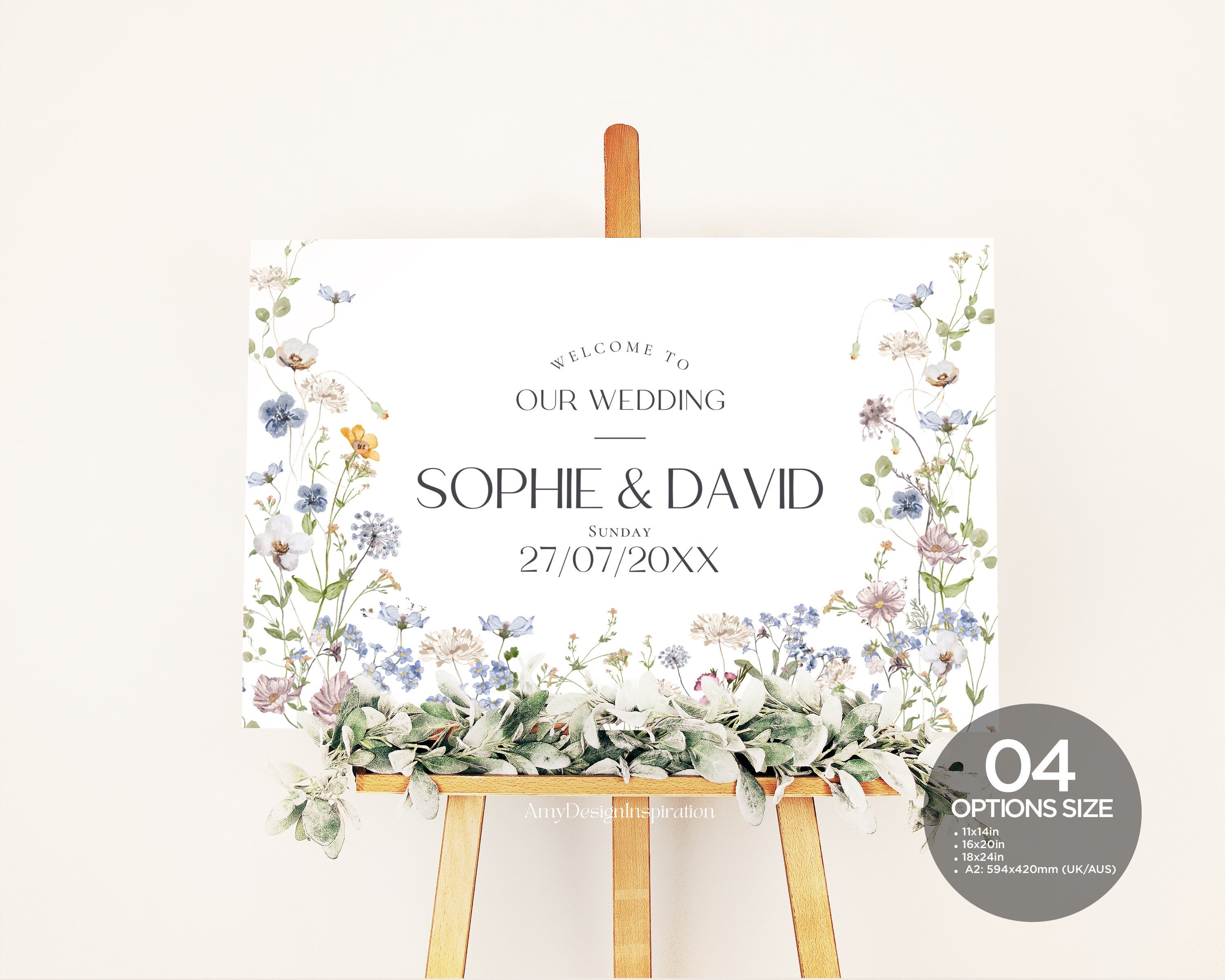 Wildflower Wedding Welcome Sign: Editable Botanical Template (canva) - Etsy