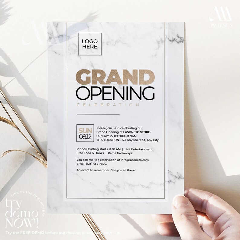 Minimalist Modern Grand Opening Invitation Editable Template - Etsy