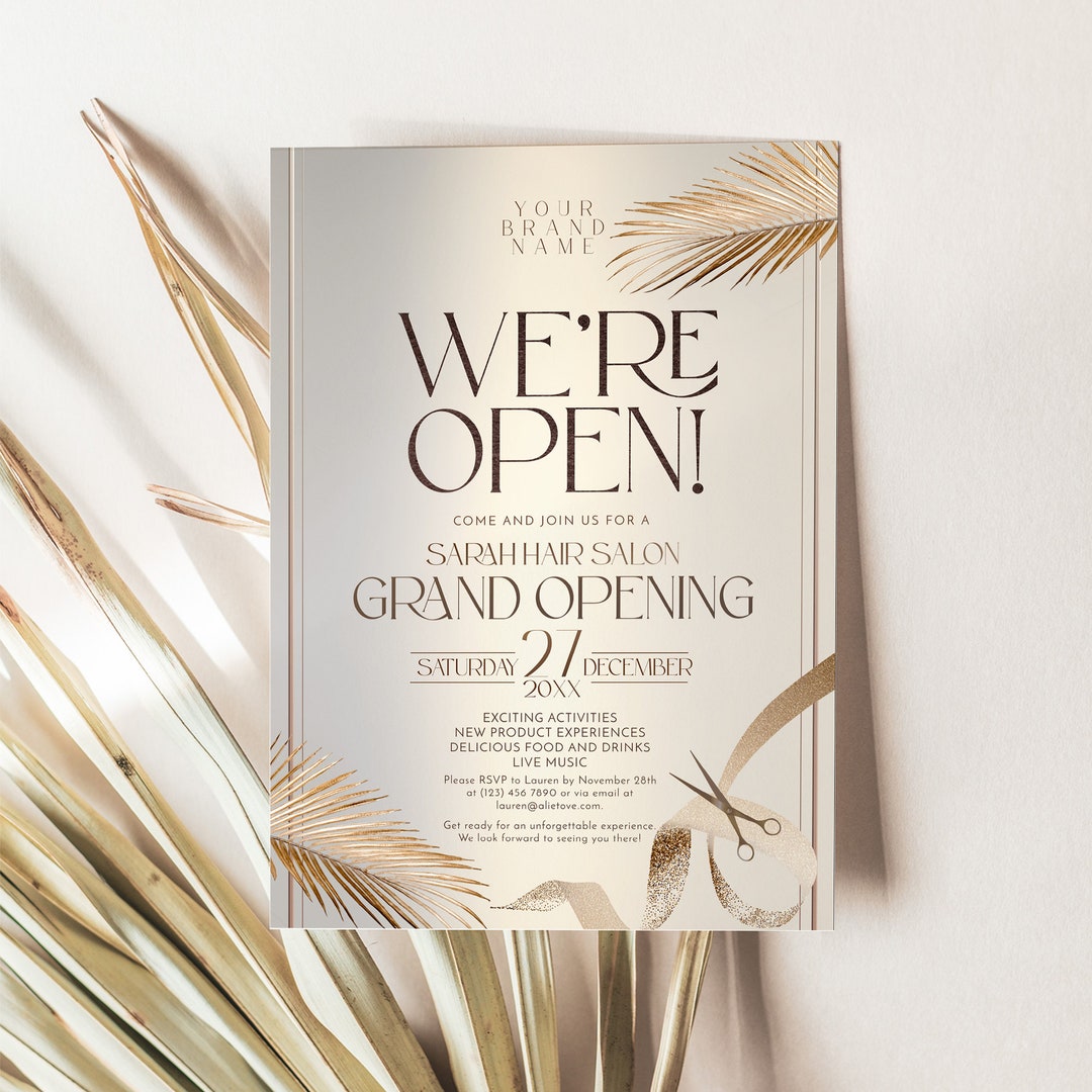 Gold Grand Opening Flyer Template: Business Launch Invitation (digital ...