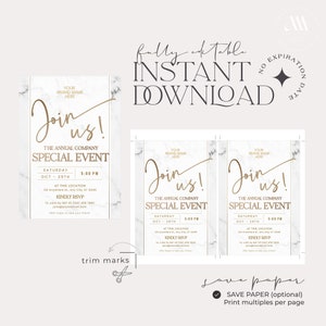 Business Invitation Template, Editable Dinner Party Invitation ...
