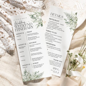 Wedding Itinerary Template Printable, Minimalist Wedding Weekend ...